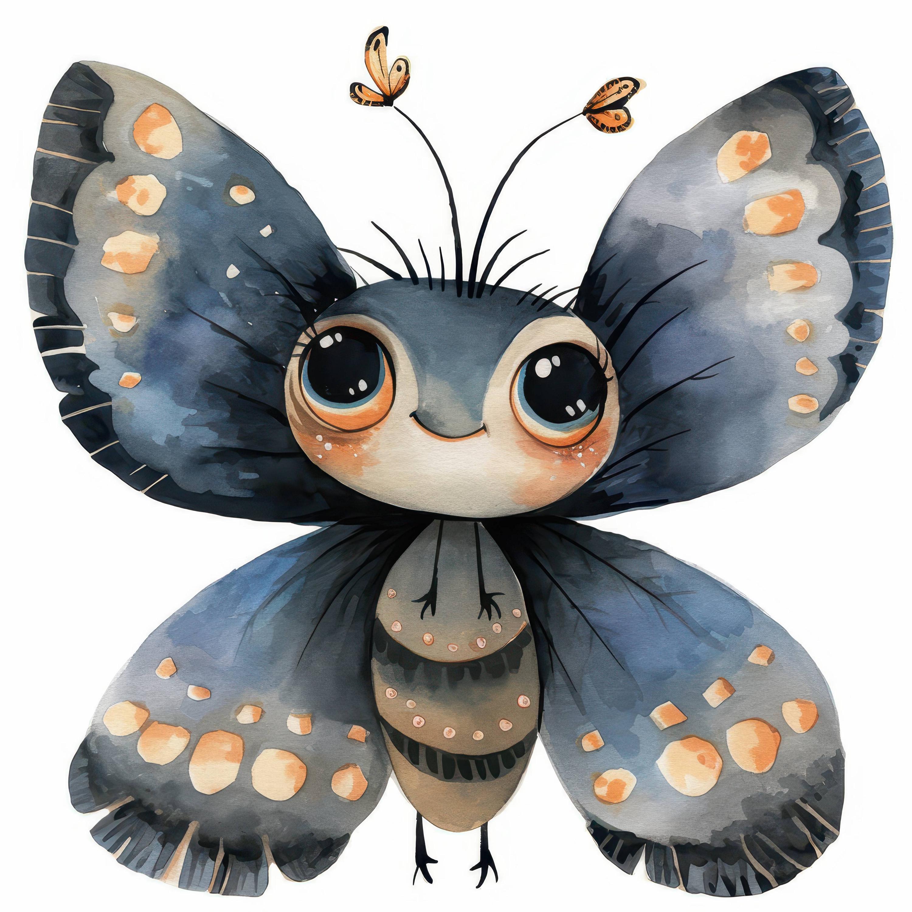 14 Funny Insects Clipart Bundle, Cute Butterfly Images Illustrations ...