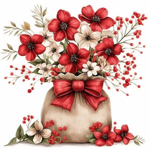 11 Flowers in Vase Clipart Bundle, Valentines Day Illustrations ...