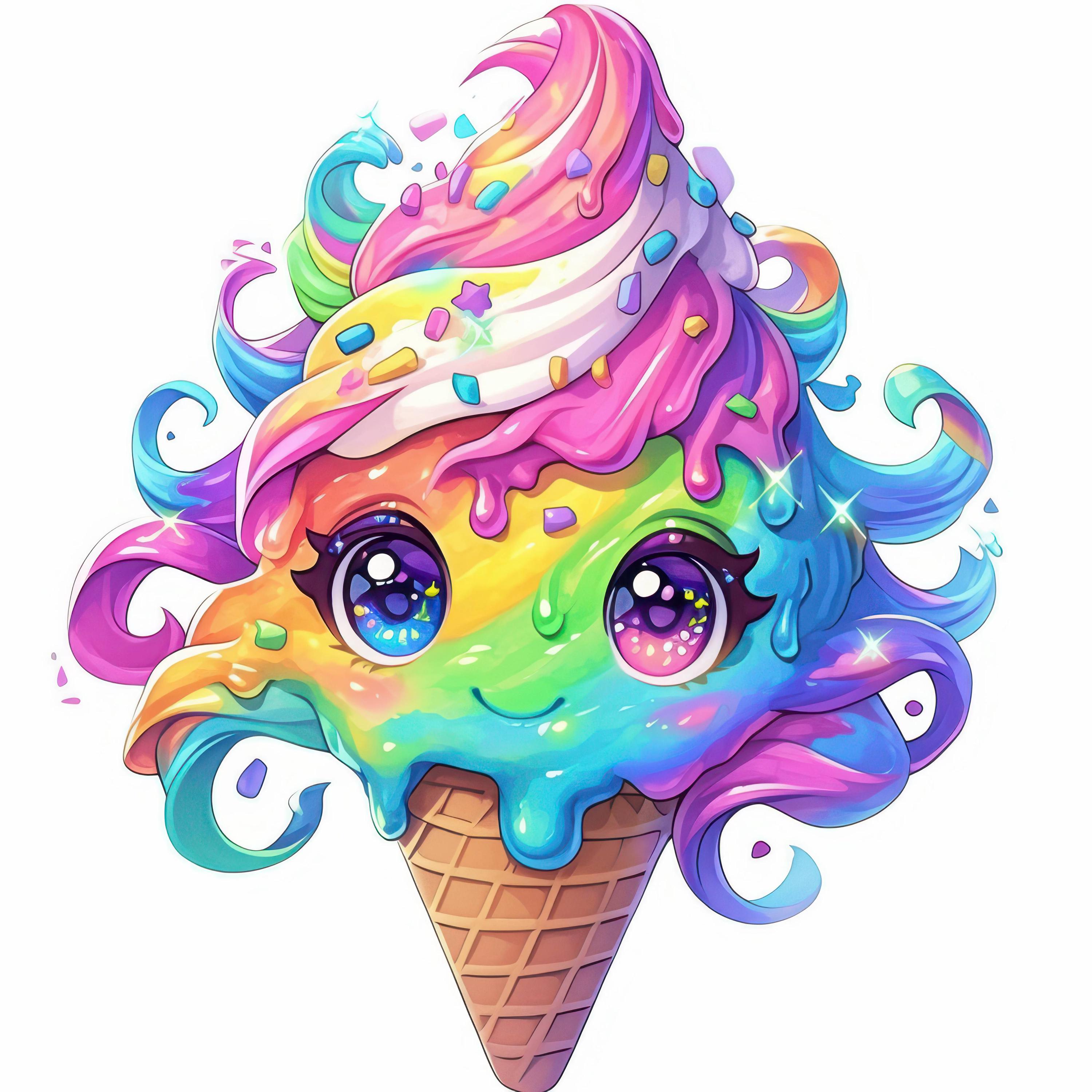 14 Cute Ice Cream Cones Clipart Bundle, Ice Cream Illustration ...