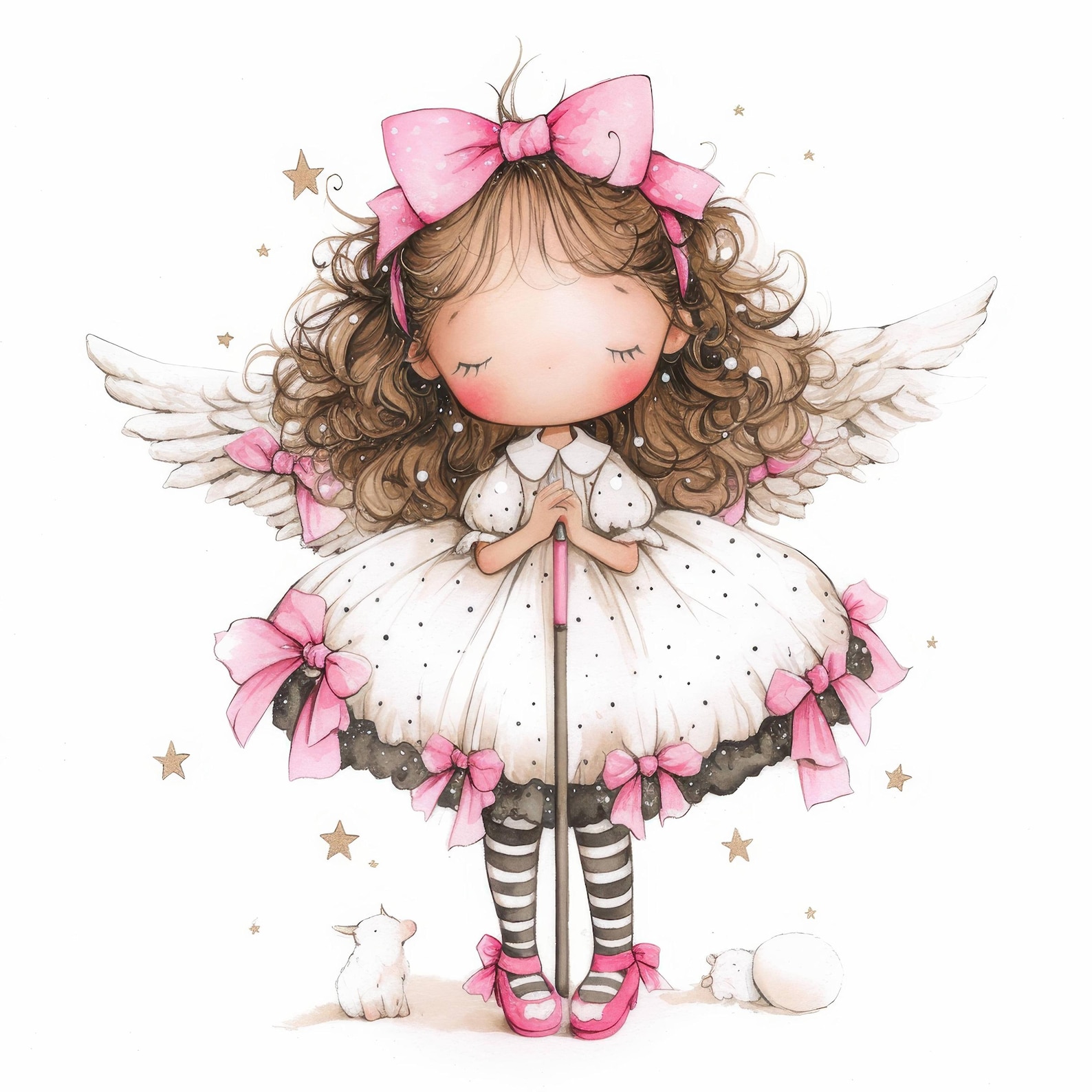 14 Playful Festive Angels Clipart Bundle, Printable Watercolor Angel ...