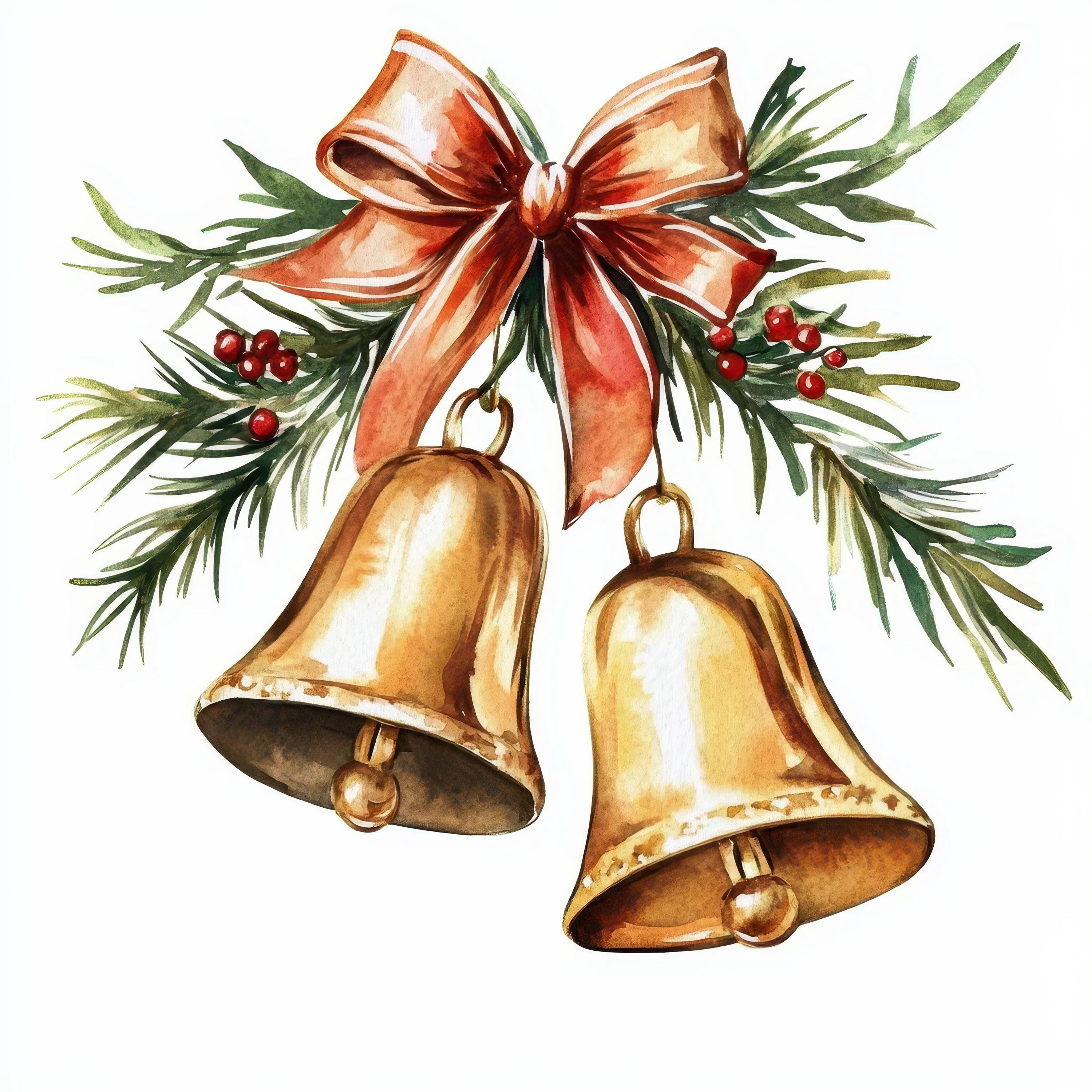 16 Christmas Bells Clipart Bundle, Elegant Bell Illustrations ...