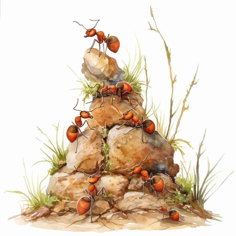 10 Ant Hill Building Clipart Bundle, Creative Ants Illustration ...