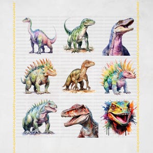 Watercolor Dinosaur Clipart Bundle, Cute Dino Clip Art, Dinosaur ...
