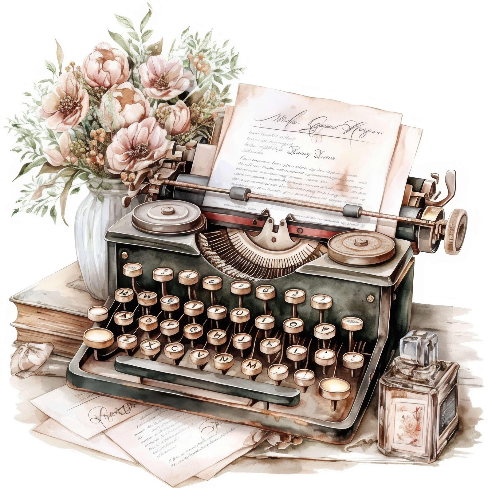 13 Writers Desk Clipart Bundle, Shabby Chic Table Graphics, Printable ...