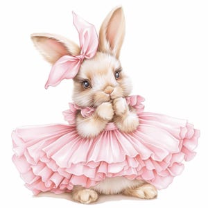 11 Bunny in Dress Clipart Bundle, Rabbit Dress Illustrations, Printable ...