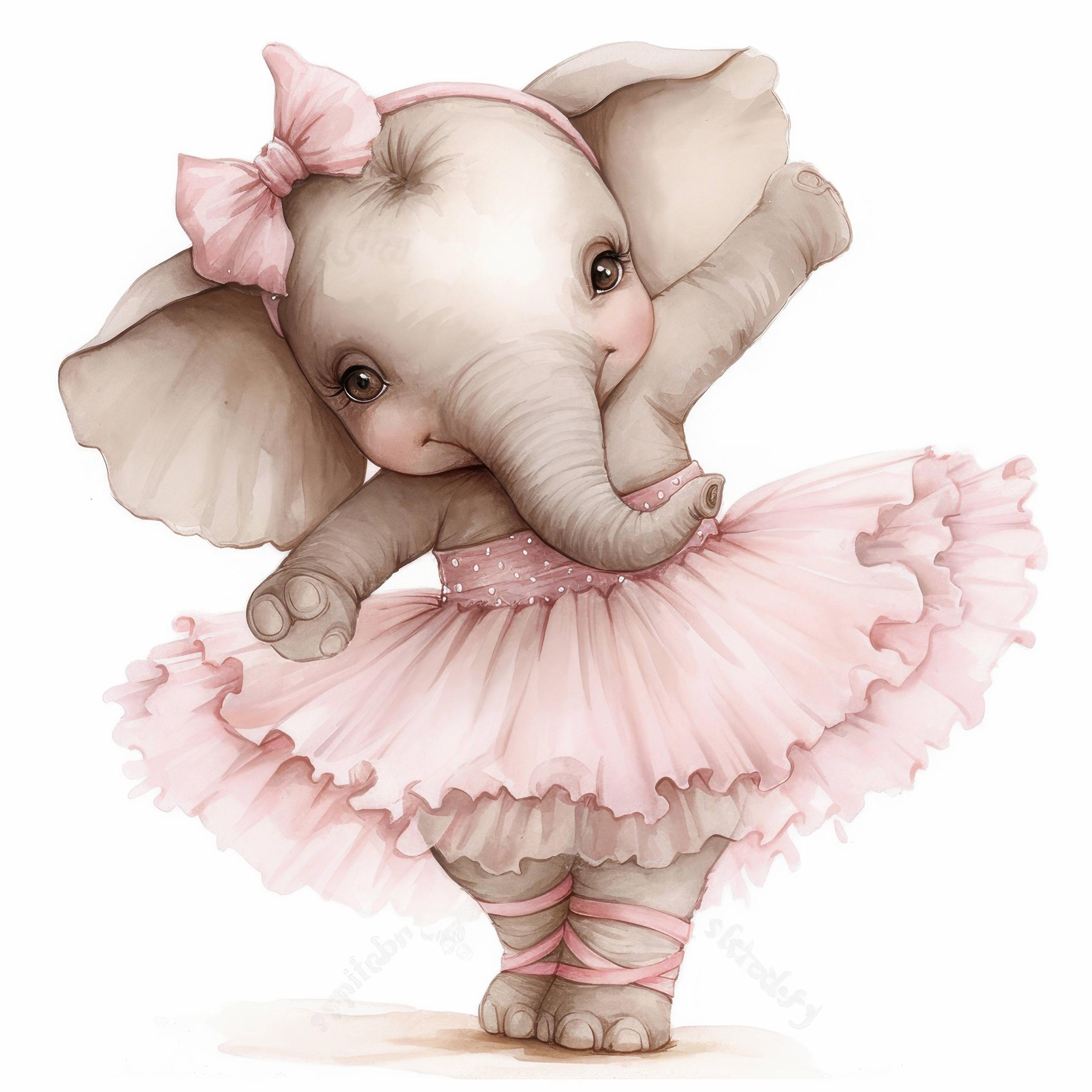 15 Elephant Ballet Clipart Set, Ballerina Animal Graphics, Printable ...