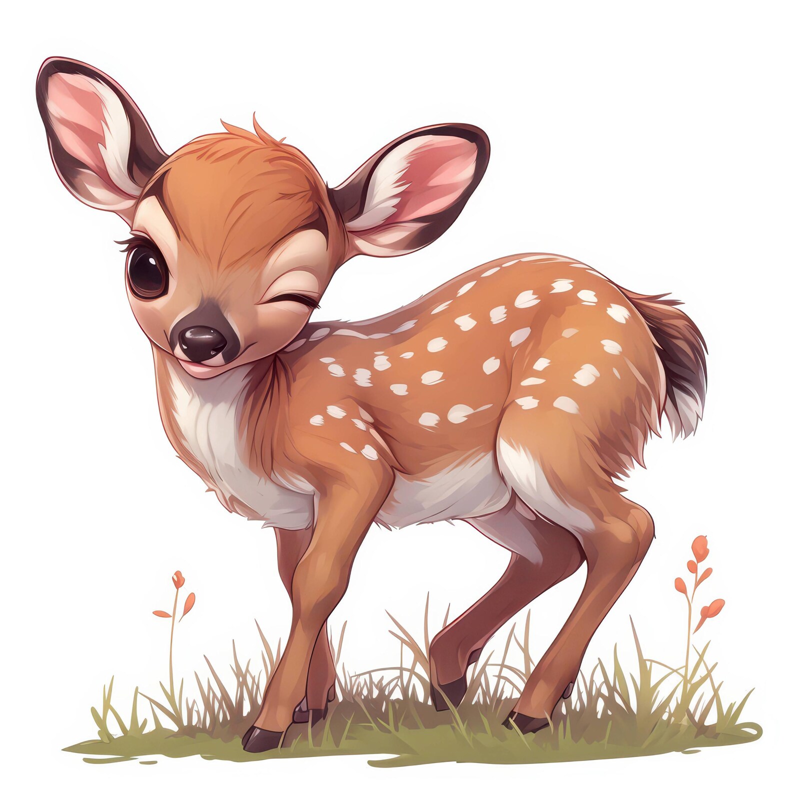 14 Cute Kawaii Baby Fawn Clipart Bundle, Little Fawn Images, Printable ...