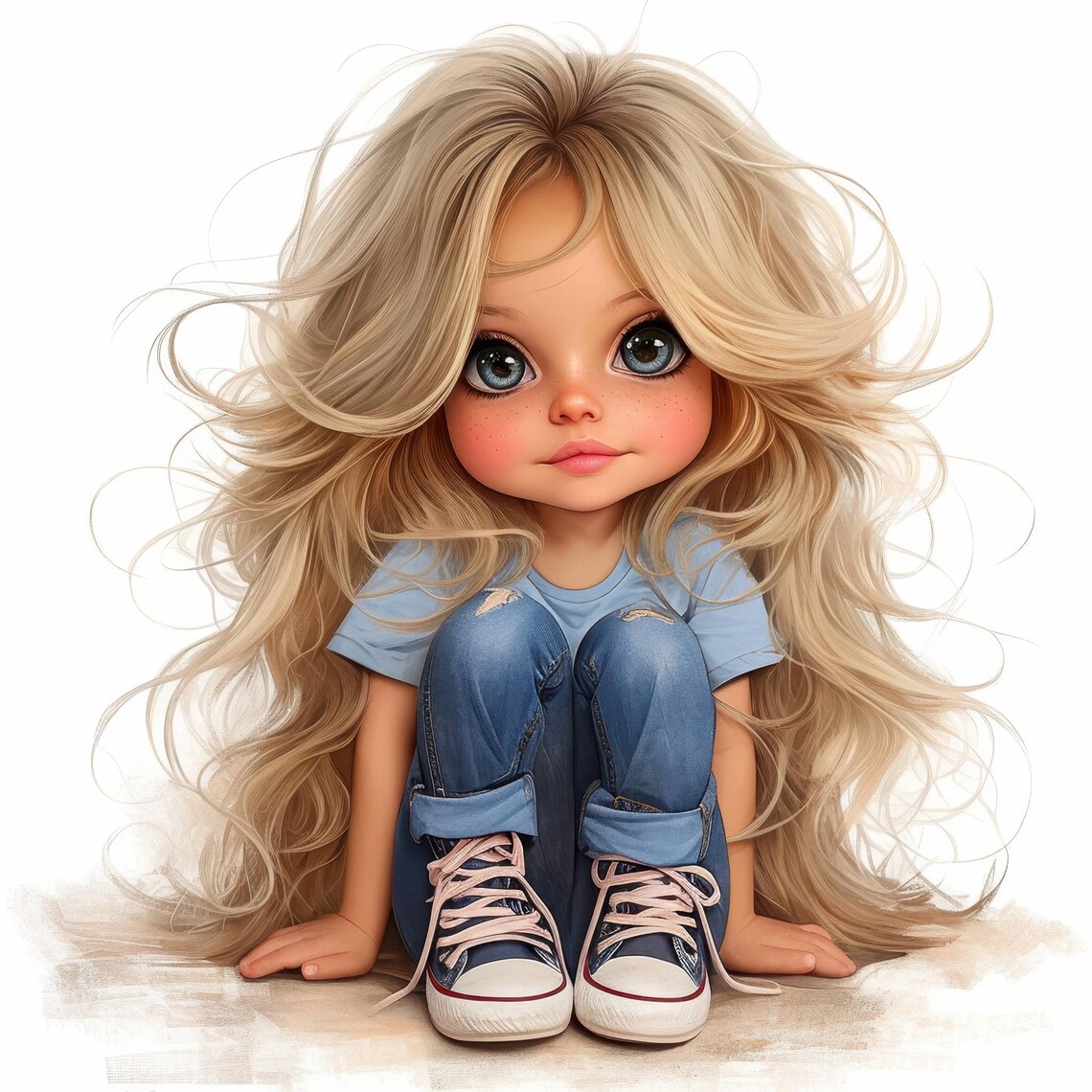 15 Quirky Cute Little Girl Clipart Bundle, Whimsical Illustration ...