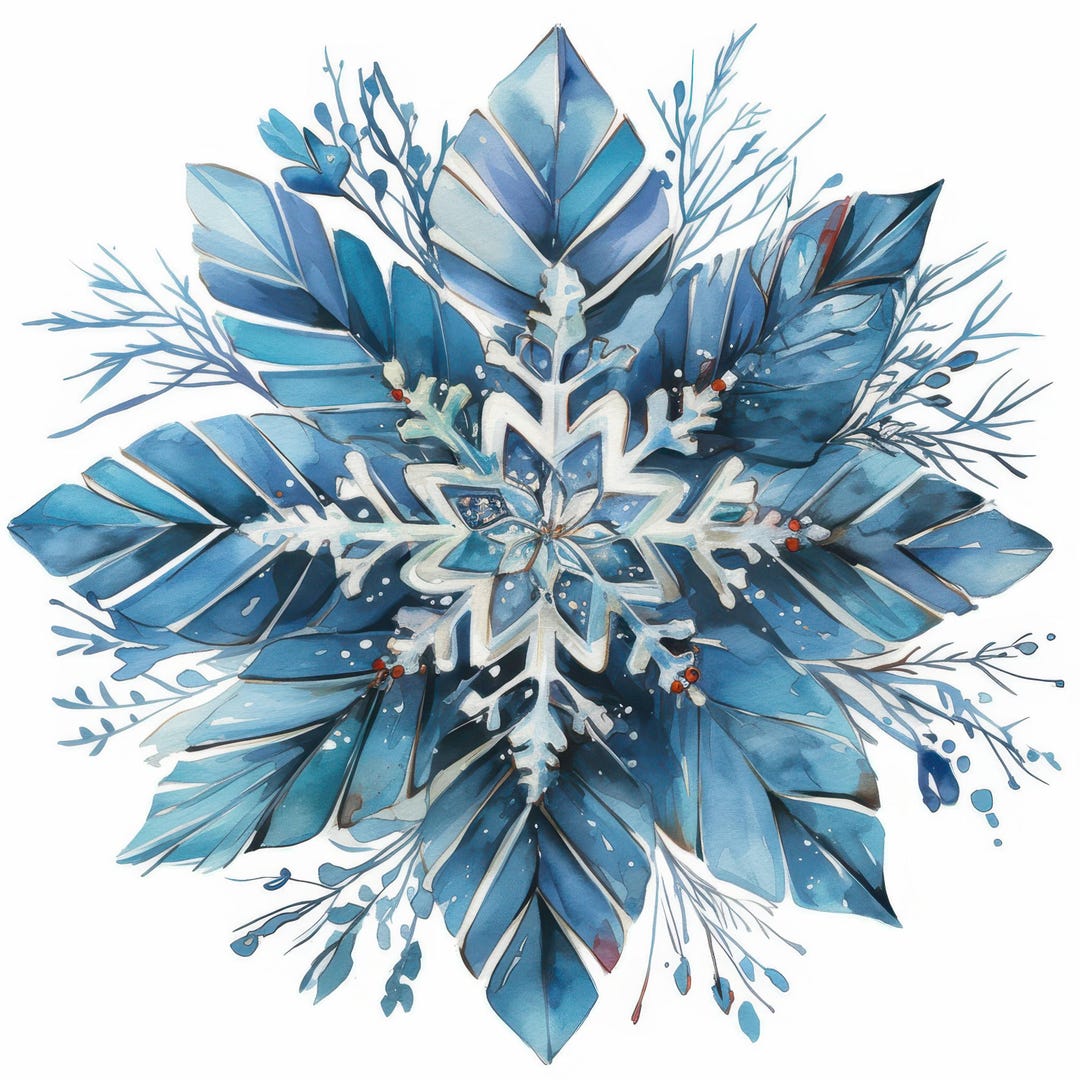 13 Snowflake Designs Clipart Bundle, Winter Prints Illustrations ...
