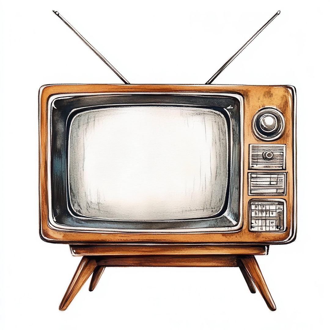 11 Retro TV Clipart Bundle, Vintage Television Illustrations, Printable ...