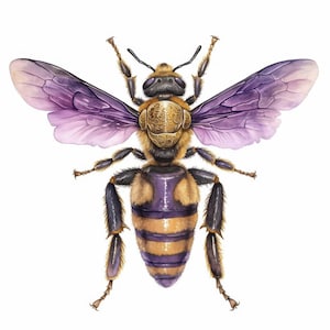 13 Purple Bees Clipart Bundle, Purple Bee Image Illustrations ...