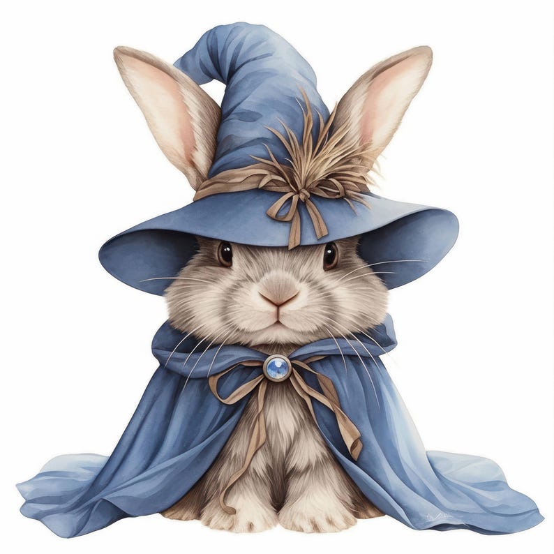 10 Magic Hat Rabbit Clipart Set, Enchanting Bunny Images, Printable ...