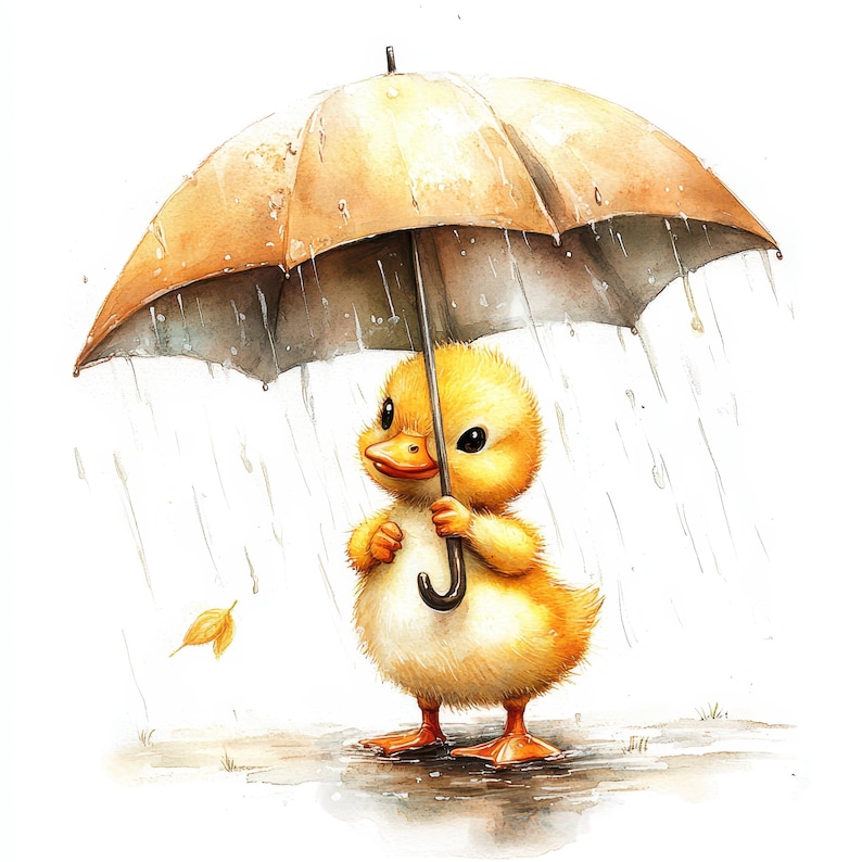 16 Duckling in Rain Clipart Bundle, Duckling Rainy, Printable ...