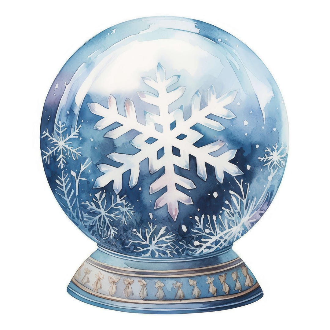 14 Snowflake Christmas Clipart, Snow Globe Images Illustration ...