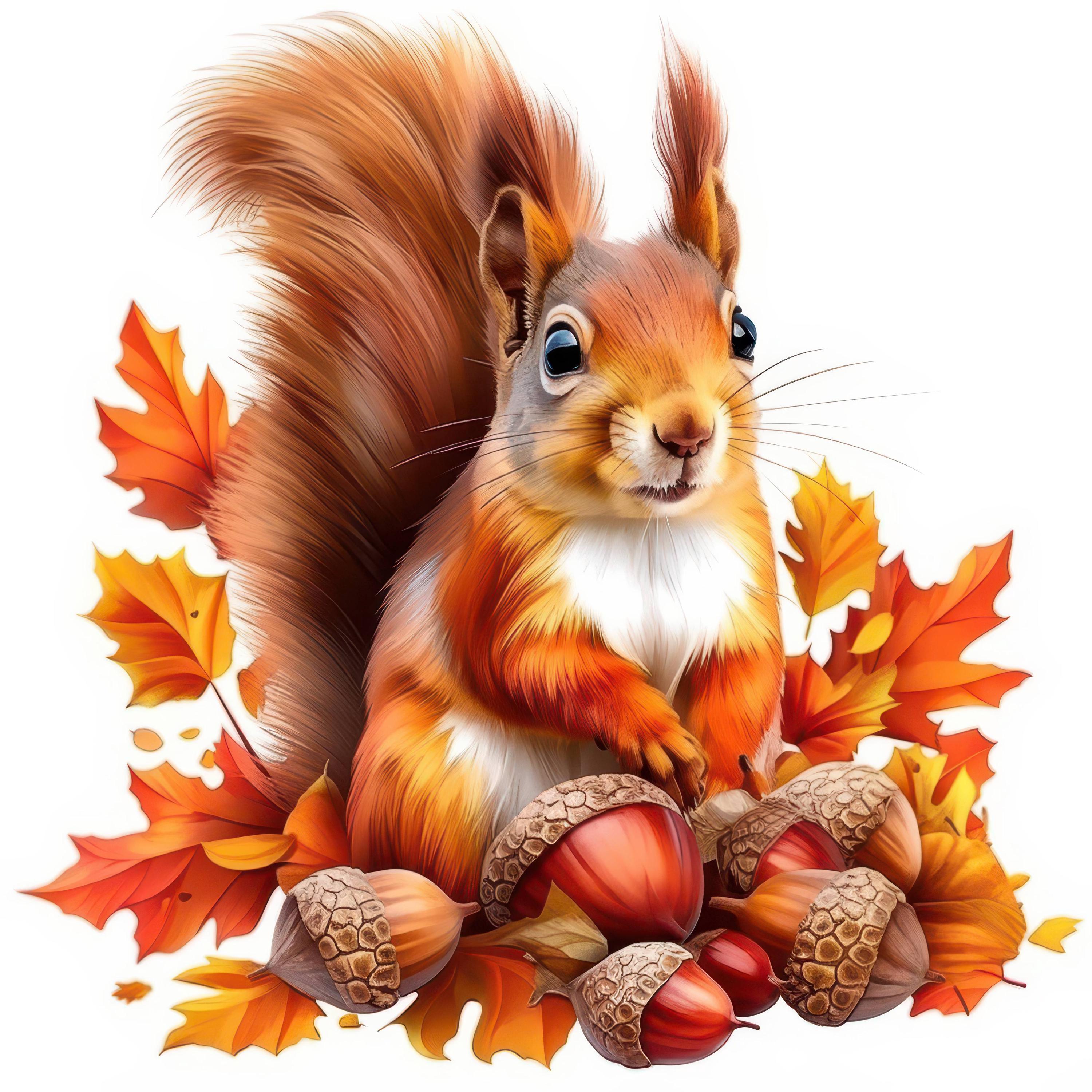 12 Fall Squirrel Clipart Bundle, Cute Fall Animal Illustrations ...