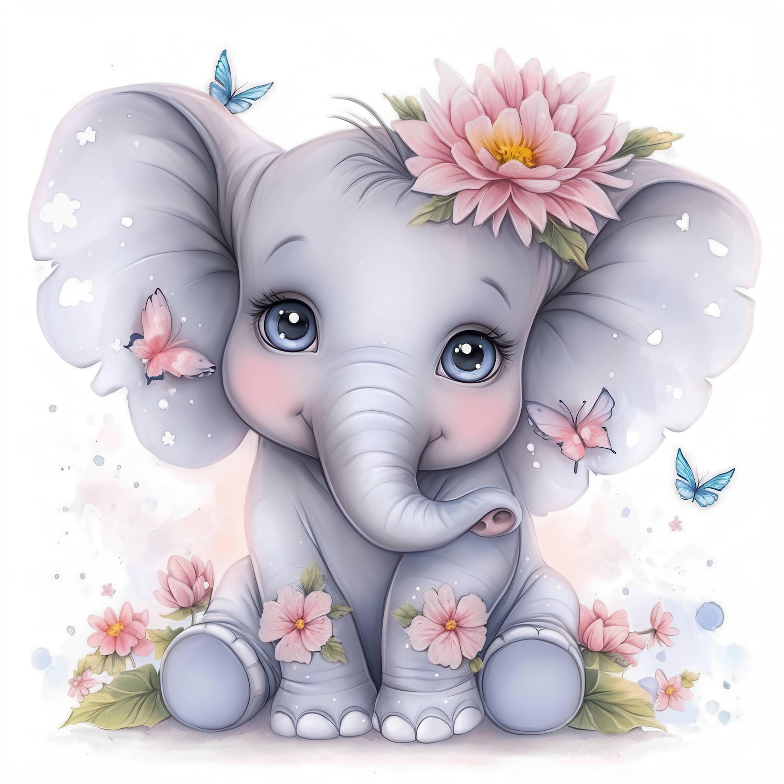 15 Nursery Elephant Clipart Bundle, Newborn Images Illustrations ...