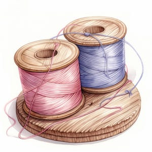 11 Vintage Thread Spools Clipart Illustration Bundle, Printable ...