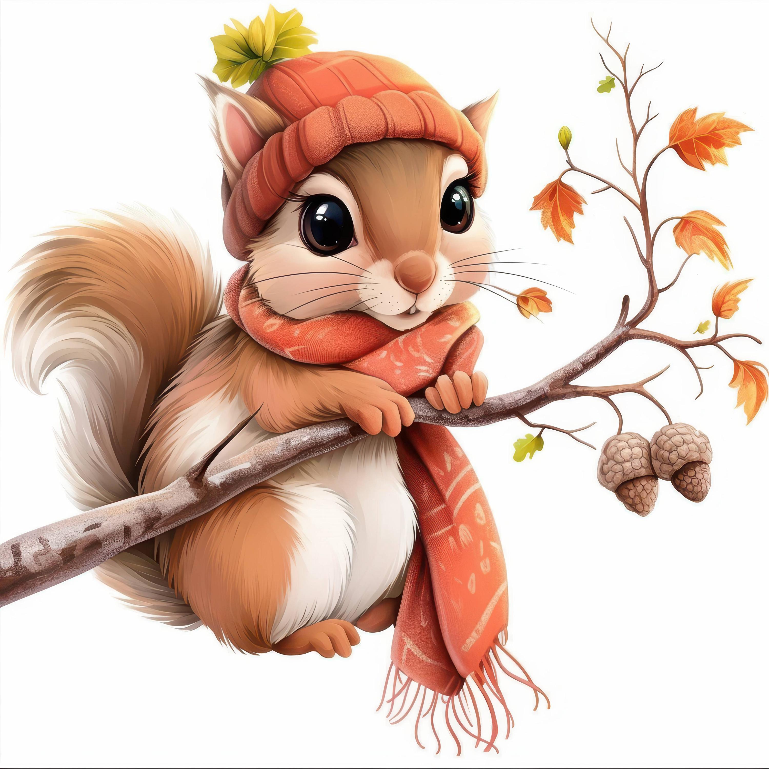 12 Fall Squirrel Clipart Bundle, Cute Fall Animal Illustrations ...