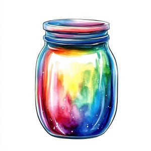 19 Rainbow Jars Clipart Bundle, Rainbow in a Jar Illustrations, High ...