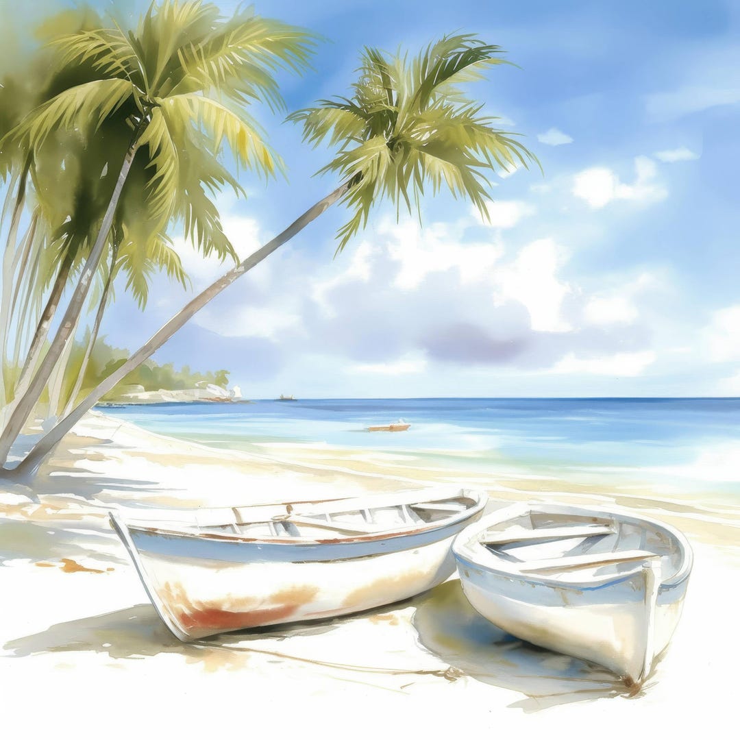 10 Beach Scenes Clipart Bundle, Printable Watercolor Summer Beach, Card ...