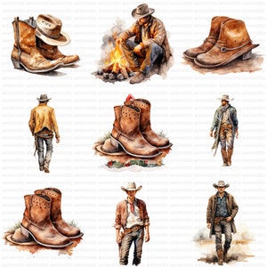 Watercolor Cowboys Clipart Bundle | Western PNG Images , Wild West ...
