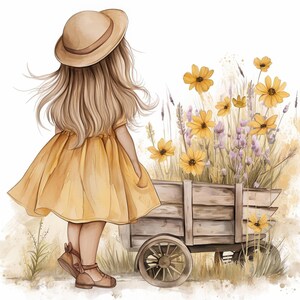 16 Girl With Flower Clipart Bundle, Printable Watercolor Spring Clipart ...