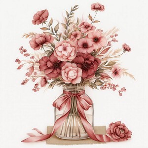 11 Flowers in Vase Clipart Bundle, Valentines Day Illustrations ...