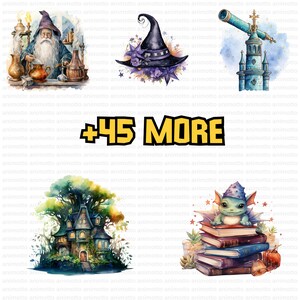 Watercolor Magic School Clipart Bundle, Magical Clip Art Set, Wizard ...