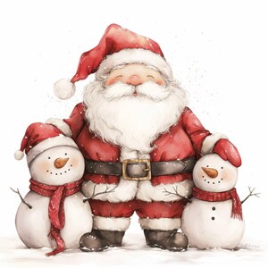 14 Christmas Santa and Snowmen Clipart Bundle, Christmas Prints ...