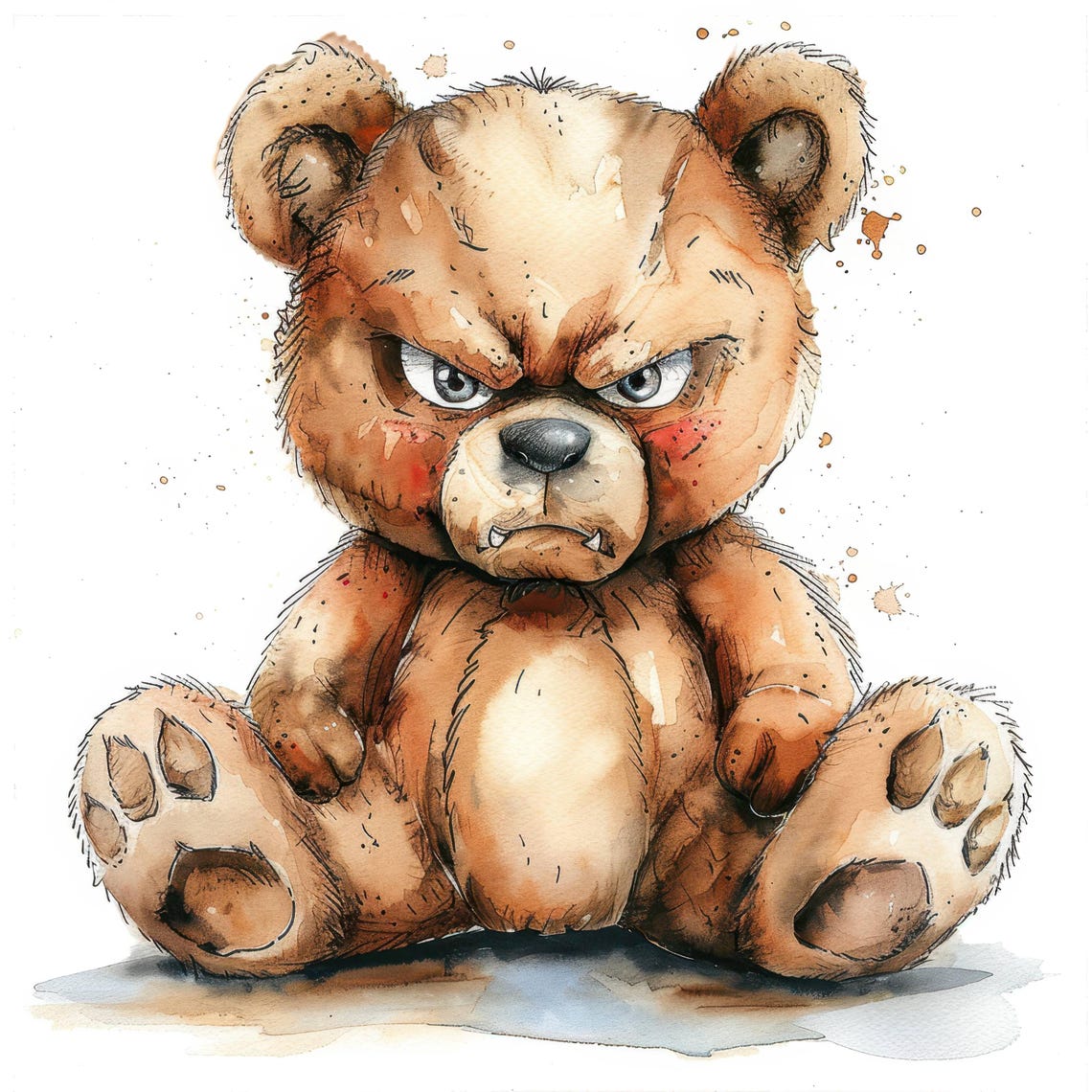 11 Angry Teddy Bear Clipart Set Bundle, Printable Watercolor Clipart ...