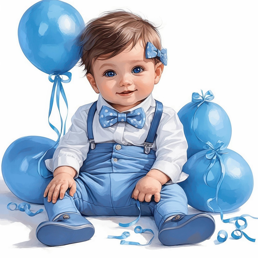 14 Baby Boy Clipart Bundle, Cute Baby Shower Prints Illustrations ...