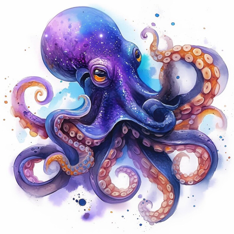 15 Colorful Octopus Clipart Bundle, Ocean Octopus Illustrations ...