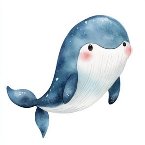 18 Baby Whale Clipart Bundle, Whale Illustration, Printable Watercolor ...