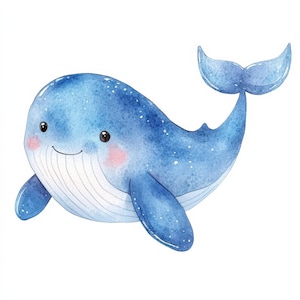 21 Baby Whale Clipart Bundle Set 2, Whale Images, Printable Watercolor ...