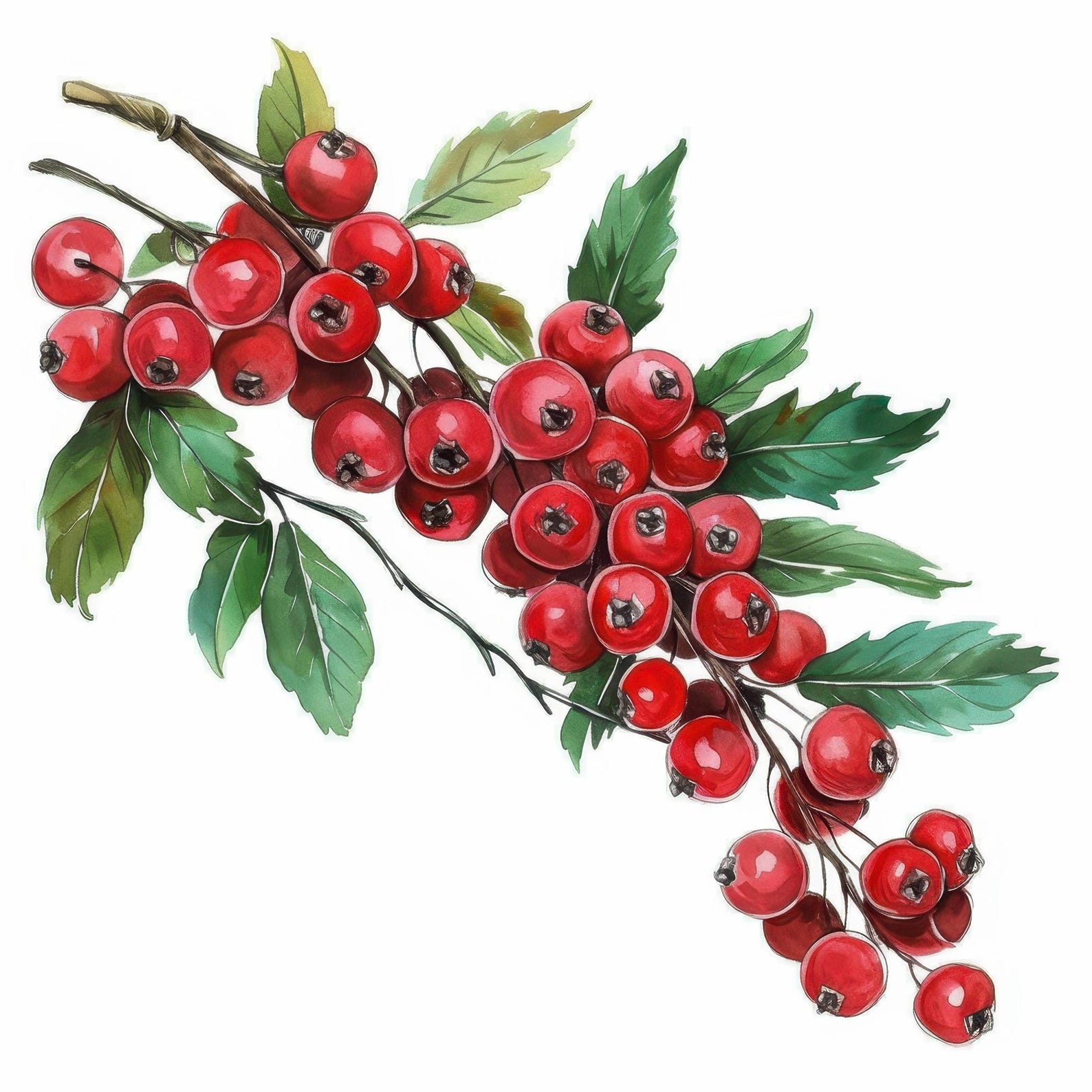 14 Cranberry Clipart Bundle, Cranberry Branch Illustrations, Printable ...