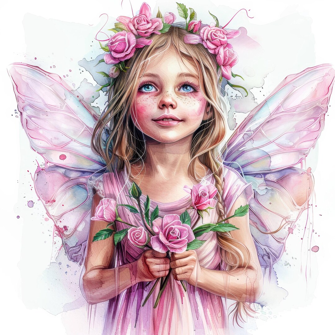 11 Beatiful Fairy and Roses Clipart, Fairy Set, Printable Watercolor ...