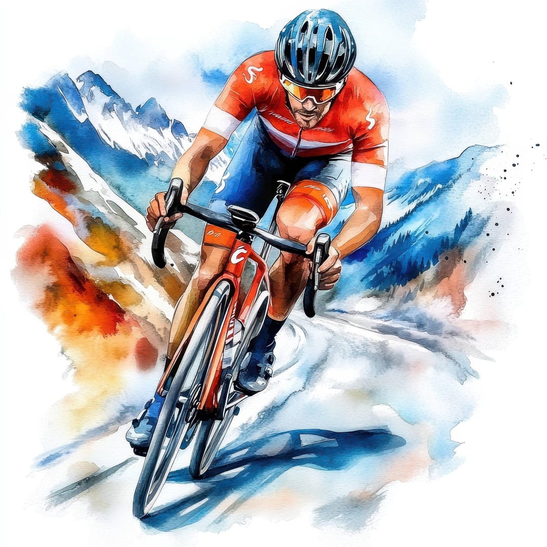 18 Cycling Clipart Bundle, Cycling Mountains, Cycling Sport, Printable ...