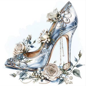 16 Floral Prom Shoes Watercolor Clipart Bundle, High Heels Clipart ...