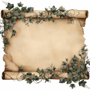 12 Floral Vintage Scroll Clipart Bundle, Printable Watercolor Old Paper Clipart, High Quality ...