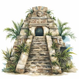 13 Aztec Temple Clipart Bundle, Aztec Pyramid Images Illustration ...