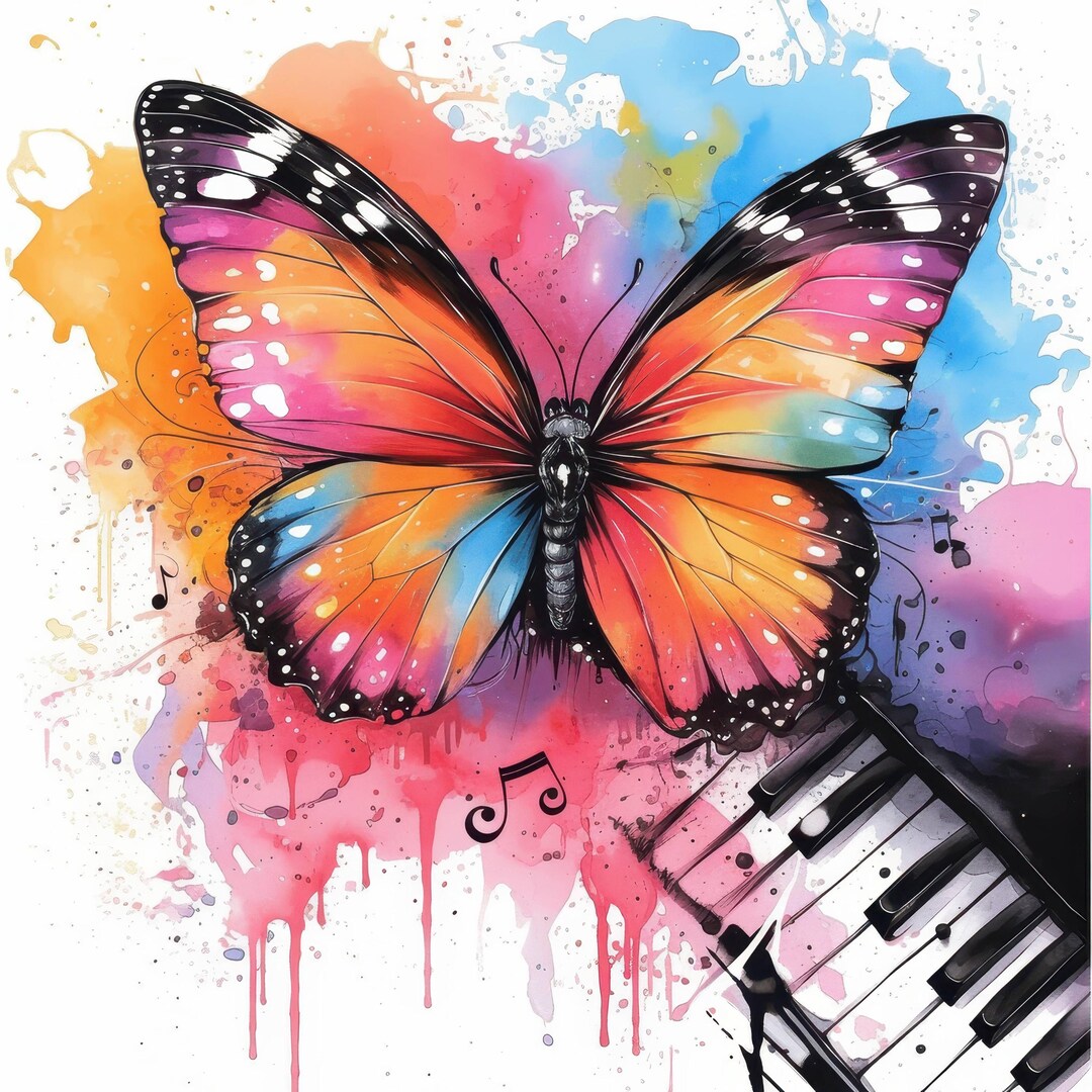 11 Butterfly Music Notes Clipart Bundle, Note Prints Illustration ...