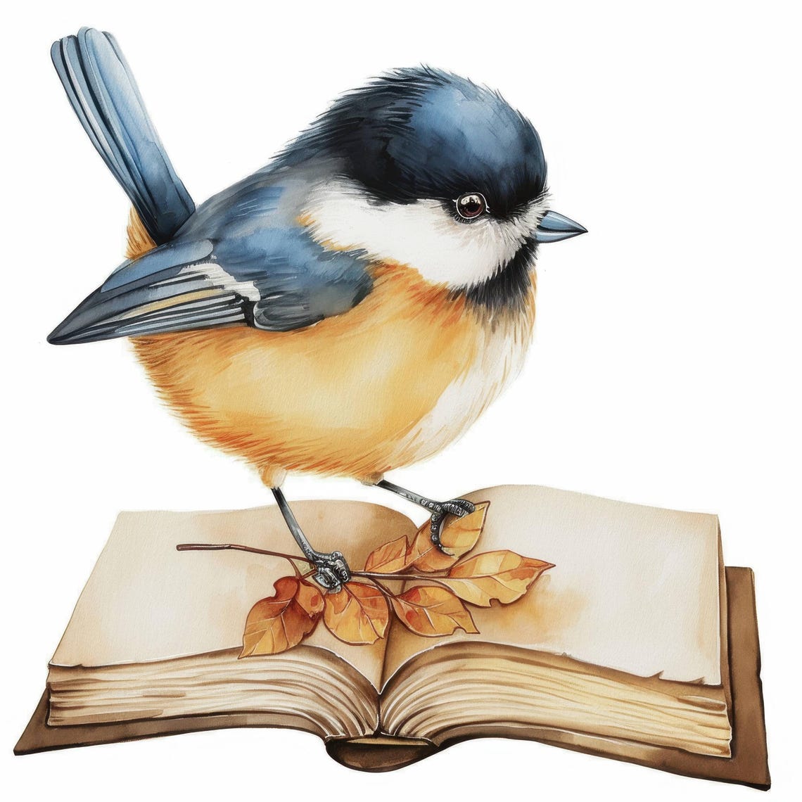 12 Bird Reading Book Clipart Set, Whimsical Illustrations, Printable ...