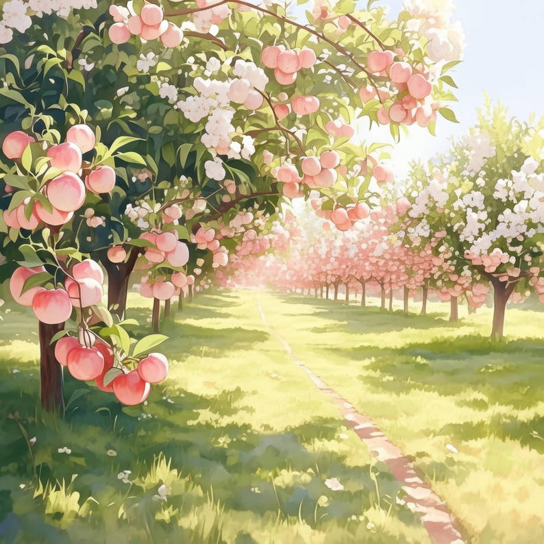 11 Blooming Apple Orchard Clipart Bundle, Floral Garden Illustrations ...