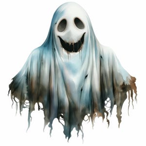 13 Spooky Ghost Clipart Illustration Bundle, Printable Watercolor Scary ...