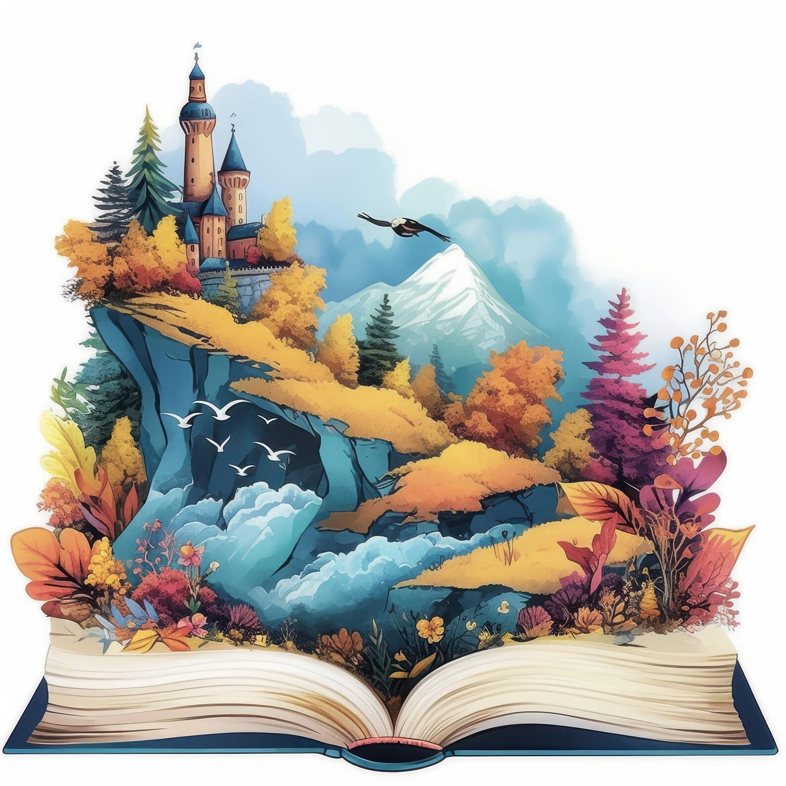 11 Fantasy Open Book Clipart Bundle, Enchanted Book Illustrations ...