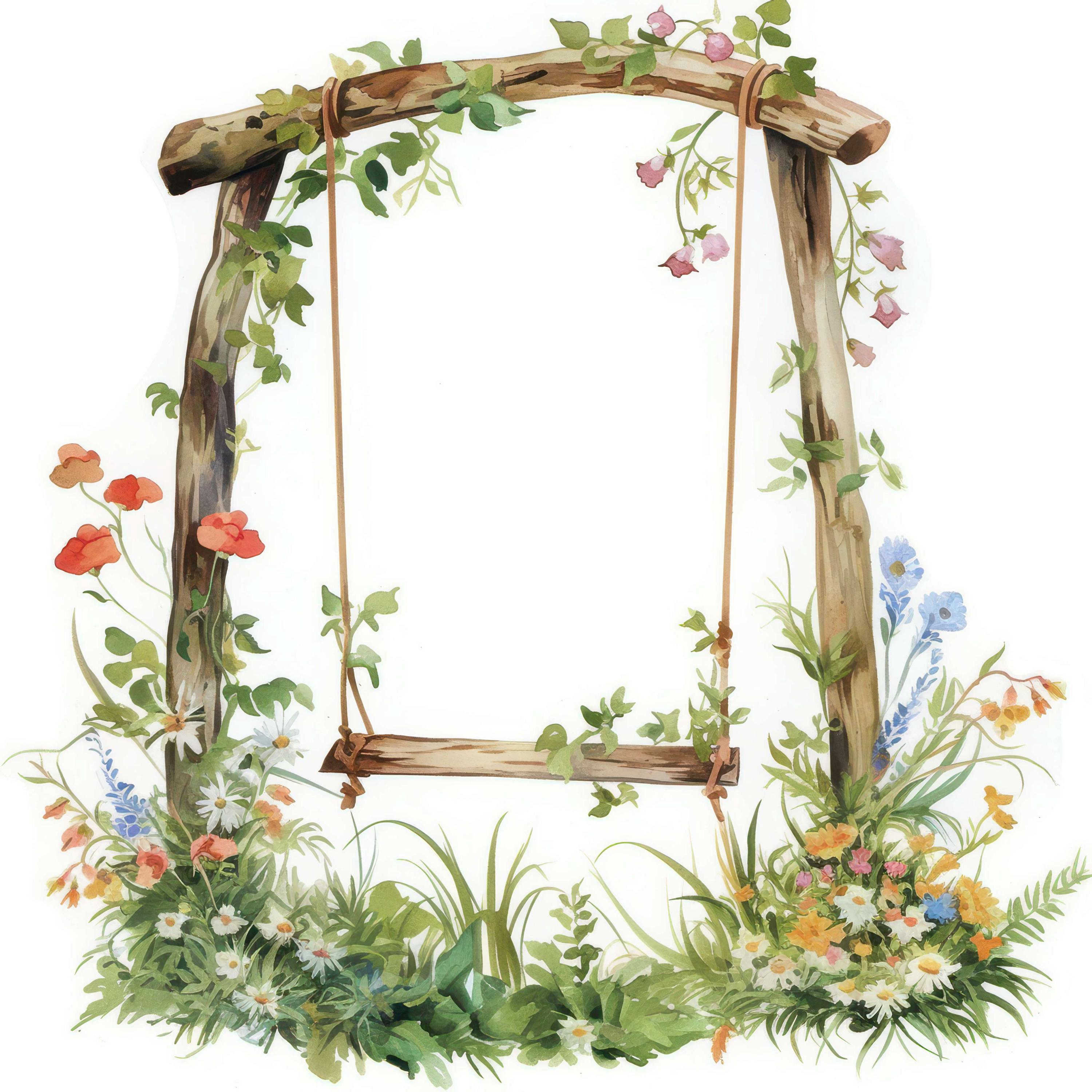 19 Floral Swing Clipart Set 2, Flower Swing Illustrations, Printable ...