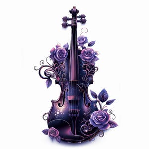14 Elegant Purple Violin Watercolor Clipart Bundle, Digital Download ...