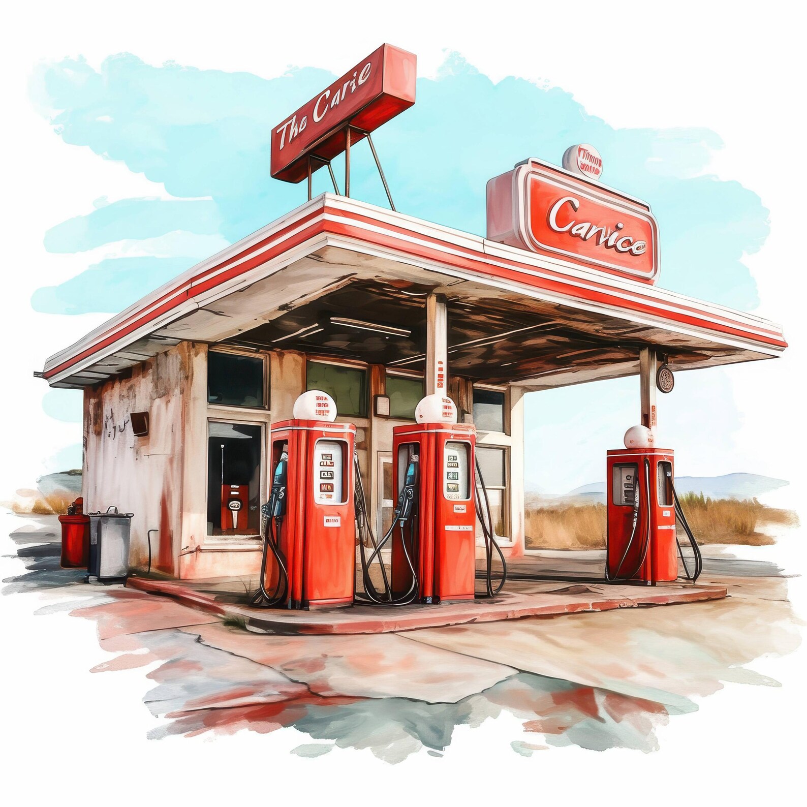 16 Vintage Gas Station Clipart Bundle, Retro Supply Graphics, Printable ...