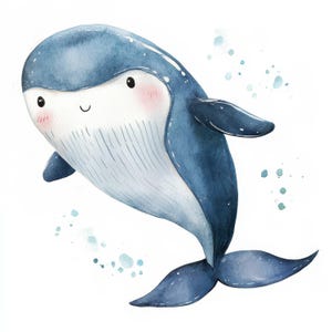 18 Baby Whale Clipart Bundle, Whale Illustration, Printable Watercolor ...