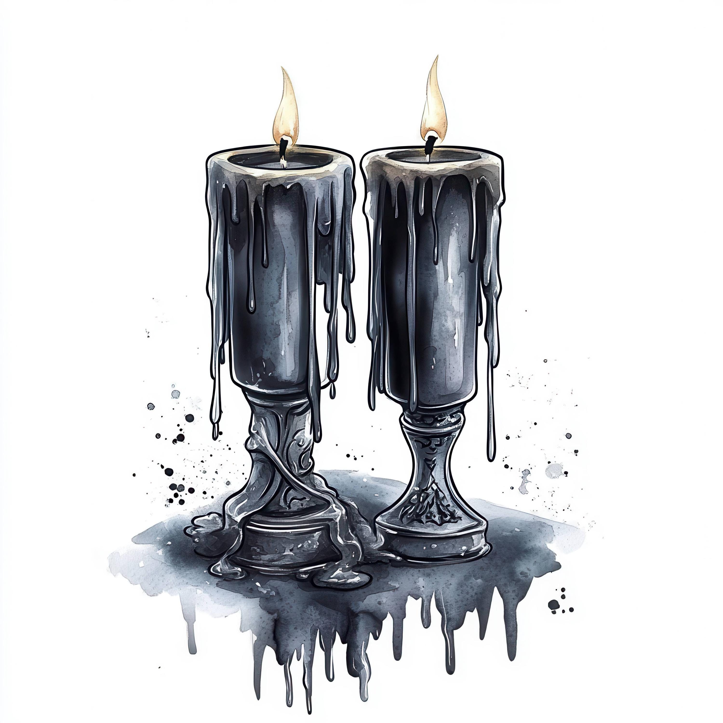 16 Gothic Black Candles Clipart Bundle, Funeral Candle Clipart, Card ...